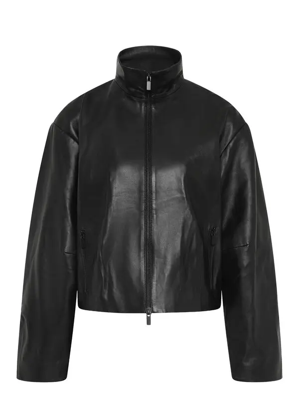 ST. AGNI Zip Leather Jacket - Black