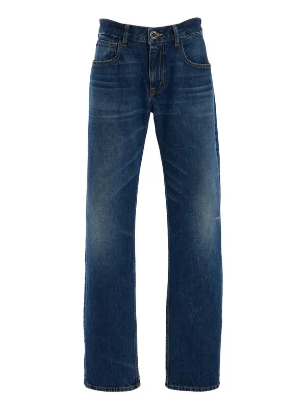 Brandon Maxwell The Beau Buckle-detailed Denim Straight-leg Jeans - Medium Wash