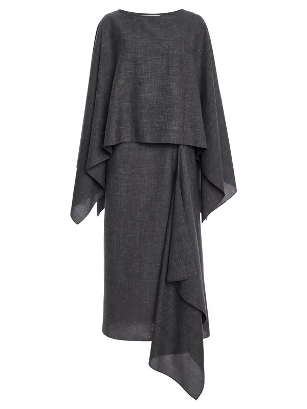 Michael Kors Wool-blend Caftan Midi Dress - Grey