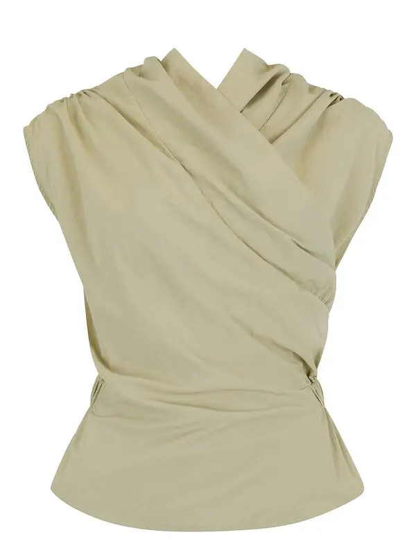 HARRIS TAPPER Sleeveless Draped Wrap Top - Green