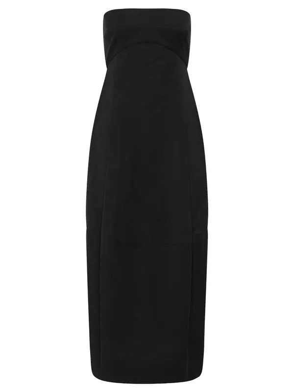 ST. AGNI Cocoon Canvas Midi Dress - Black