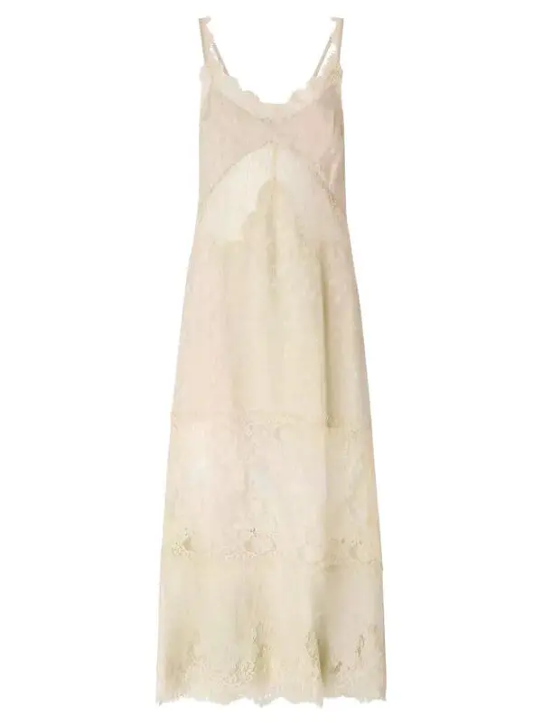 Pinko Lace-trim Floral-print Midi Dress - Neutrals