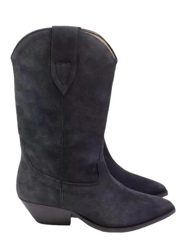 ISABEL MARANT VINTAGE 2020s Suede Pointed Toe Cowboy Boots - Black