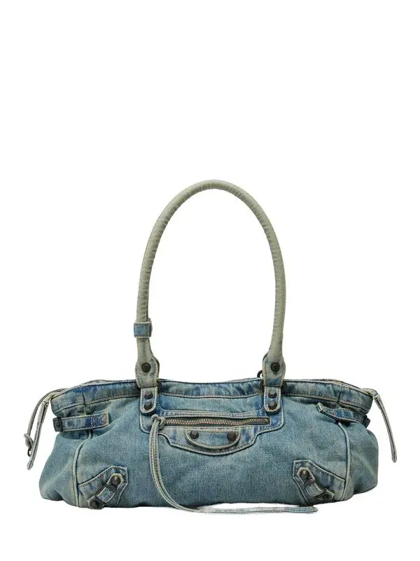 Balenciaga Le City East-west Denim Shoulder Bag - Blue