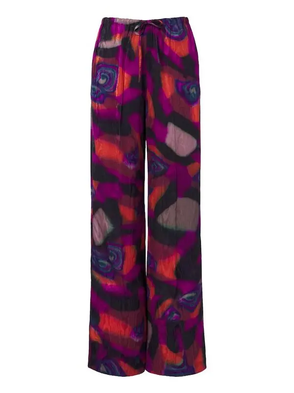 Dries Van Noten Printed Moire Wide-leg Pants - Multicoloured
