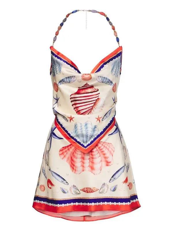 Retrofete Creta Embellished Silk-blend Satin Minidress - Multicoloured