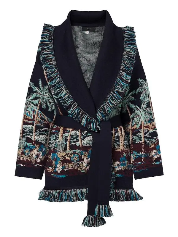 Alanui Diamond Head Jacquard Wool-blend Cardigan - Multicoloured