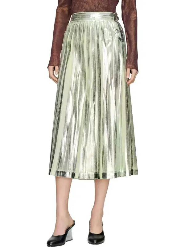 MAISON MARGIELA Foil-finish Pleated Skirt - Silver