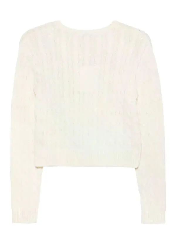 SPORTY & RICH Isao Cable-knit Embroidered-logo Sweater - Neutrals