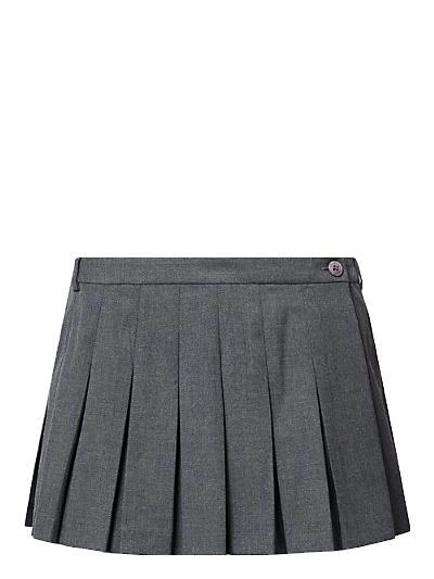 Good American Pleated Woven Mini Skort - Ash
