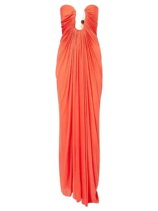 Christopher Esber Helix Crystal Strapless Rayon-blend Gown - Paprika