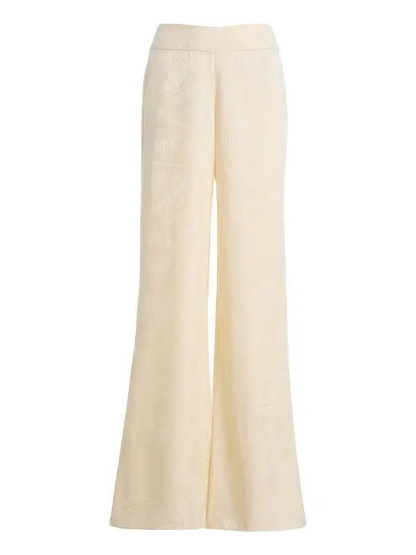 Johanna Ortiz Wide-leg Palm Leaf Jacquard Trousers - Ivory