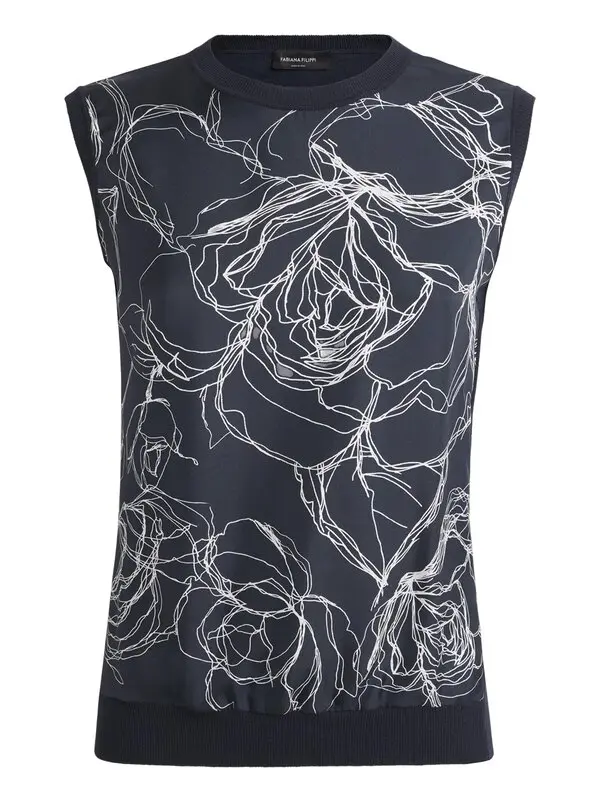 Fabiana Filippi Silk-blend Floral Sleeveless Blouse - Blue