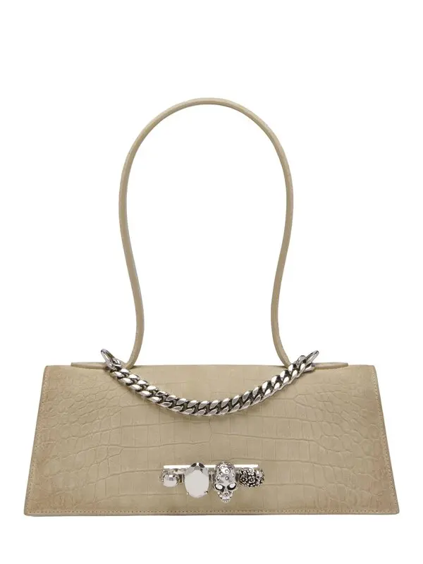 Alexander McQueen Leather Jewelled Top-handle Bag - Silver