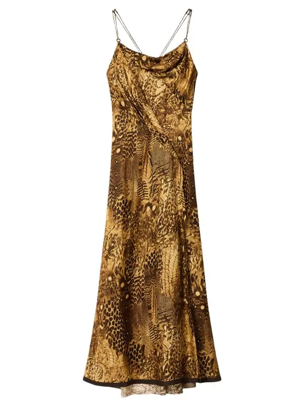 ALLSAINTS Animal Print Claire Midi Dress - Gold