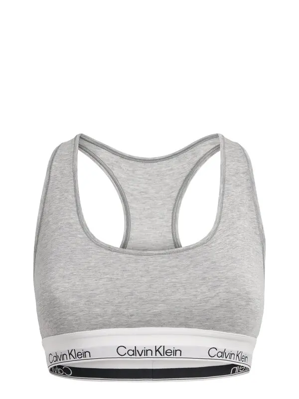 Calvin Klein Cotton-blend Icon Unlined Bralette - Grey