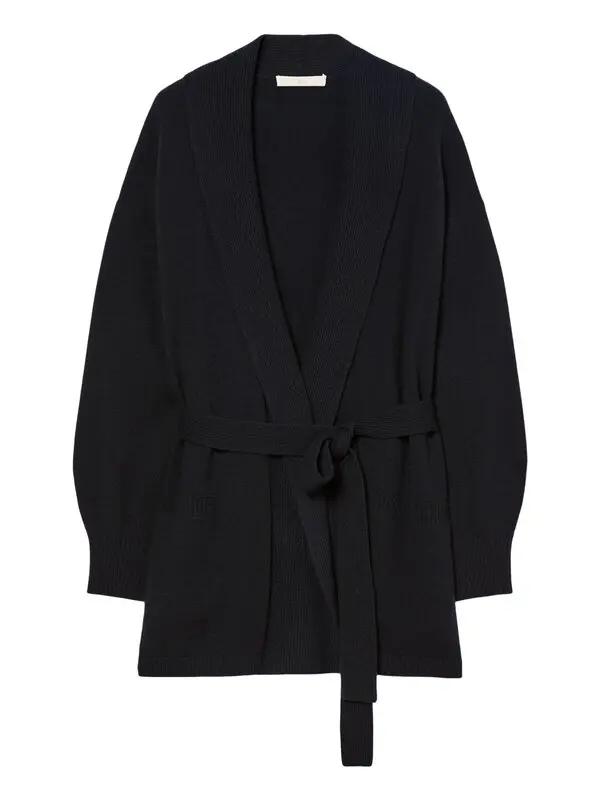 Marina Rinaldi Cashmere Tie-belt Cardigan - Navy