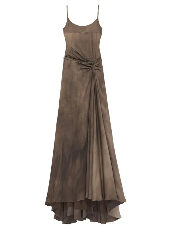 Alexander McQueen Asymmetric Gathered Gown - Brown