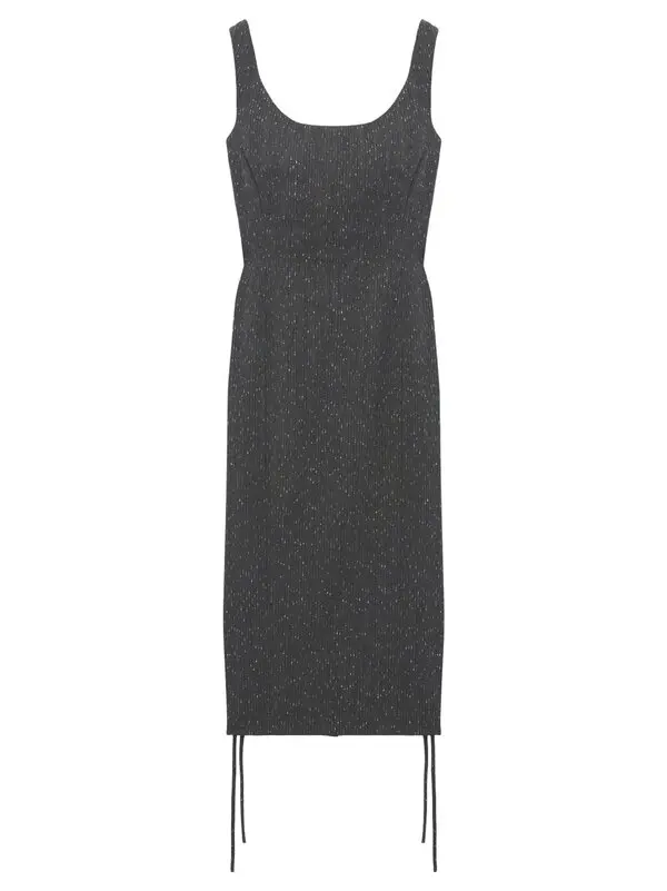 Alexander McQueen Wool Metallic-pinstripe Midi Dress - Grey
