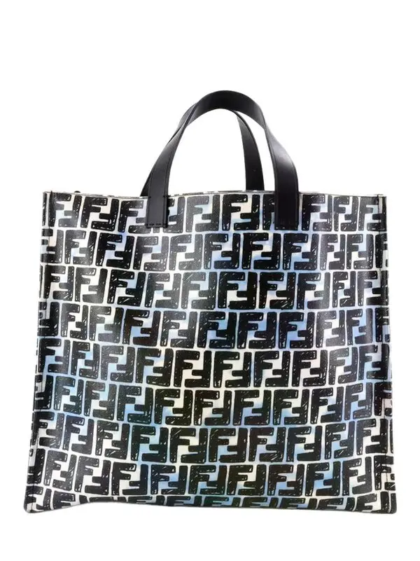 Fendi Shopper Joshua Vides Zucca Coated Canvas Large Tote Bag - Blue