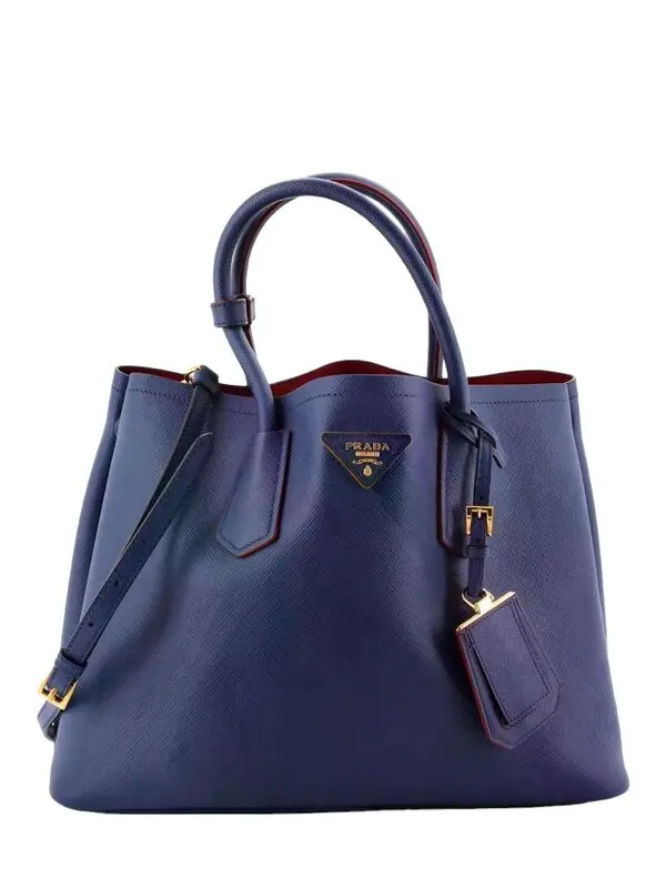 Prada Cuir Double Saffiano Leather Medium Tote Bag - Blue
