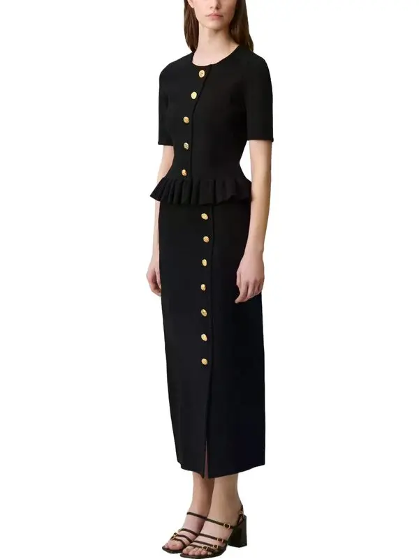 Claudie Pierlot Ruffled-hem Button-front Top - Black