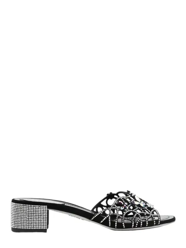 Rene Caovilla Eden Crystal-embellished Mules - Black
