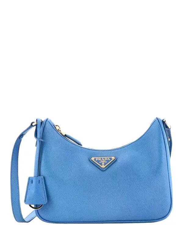 Prada Saffiano Leather Mini Shoulder Bag - Blue