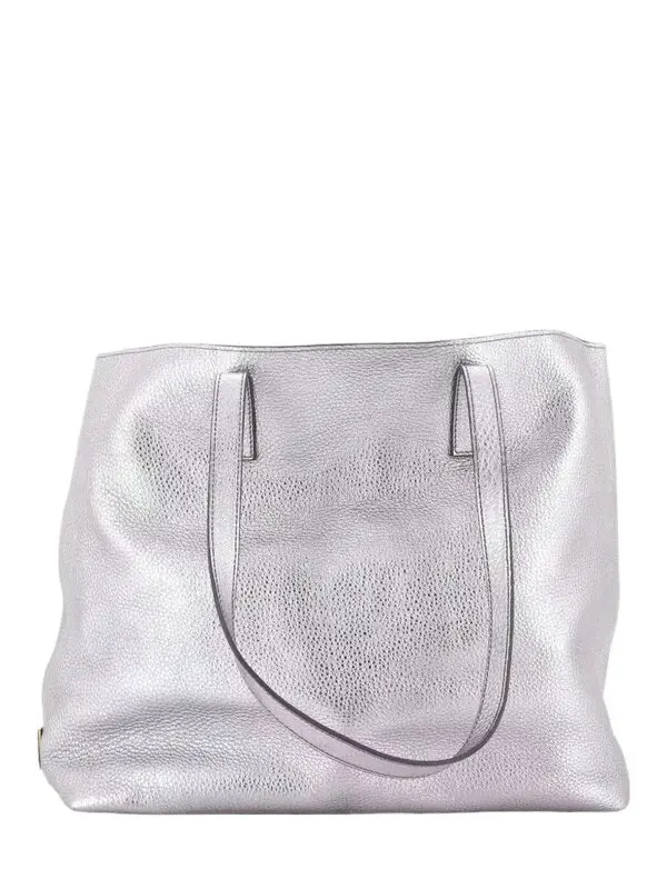 Prada Front Pocket Vitello Daino Medium Tote Bag - Silver