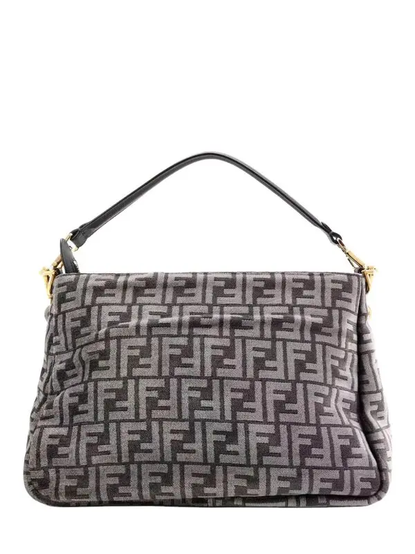 Fendi O'lock Zip Shoulder Bag Zucca Chenille Hobo Bag - Grey