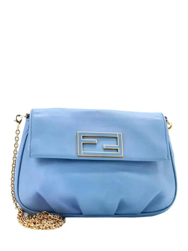 Fendi Fendista Pochette Leather Crossbody Bag - Blue