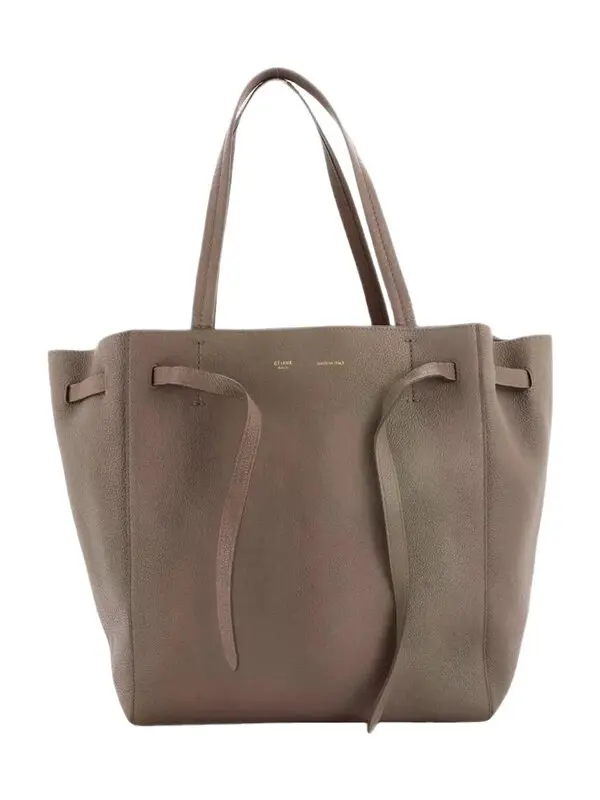 Celine Phantom Tie Cabas Tassel Leather Small Tote Bag - Grey