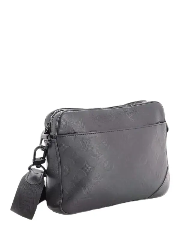 LOUIS VUITTON Duo Messenger Bag Monogram Shadow Leather Crossbody Bag - Black