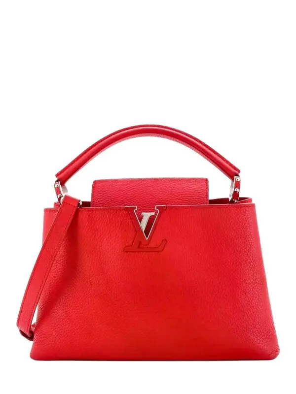 LOUIS VUITTON Capucines Leather Pm Satchel - Red