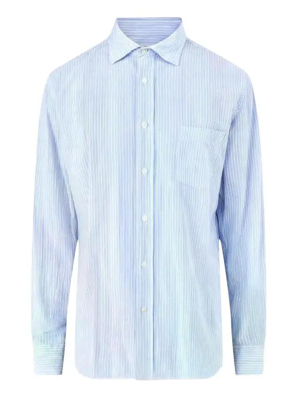 Hartford Striped Seersucker Shirt - Blue
