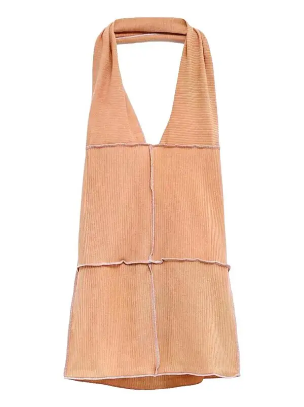 BASERANGE Ribbed-knit Halterneck Top - Neutrals