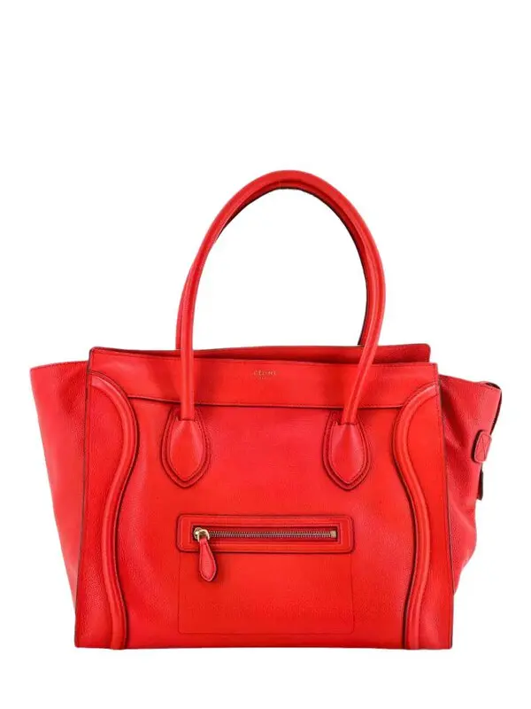 Celine Luggage Bag Leather Shoulder Bag - Red