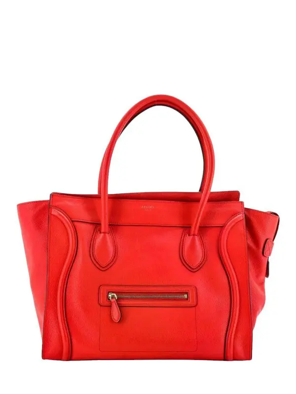 Celine Leather Luggage Shoulder Bag - Red