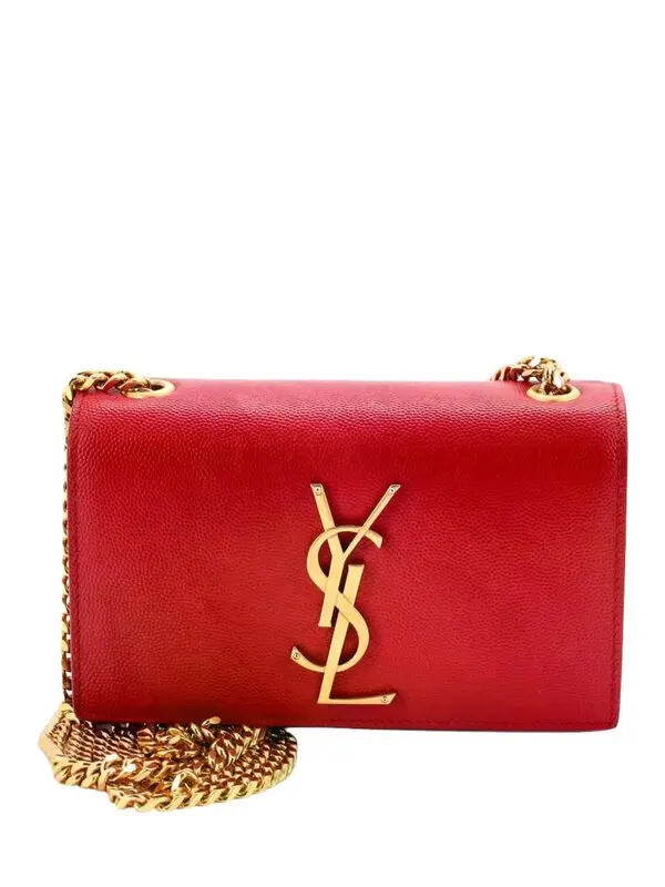 Saint Laurent Classic Monogram Grainy Leather Small Crossbody Bag - Red