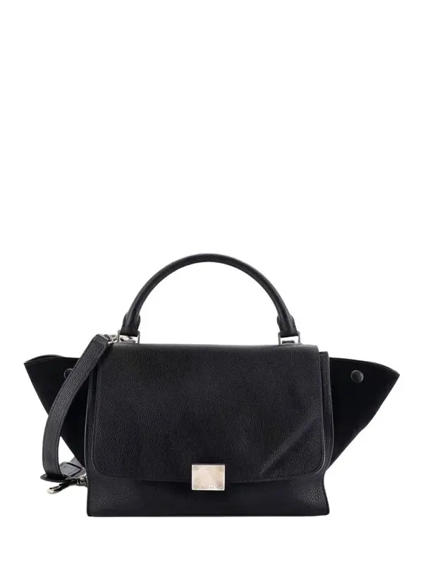 Celine Tricolor Trapeze Bag Leather Small Satchel - Black