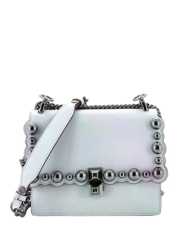 Fendi Kan I Studded Leather Small Shoulder Bag - Blue