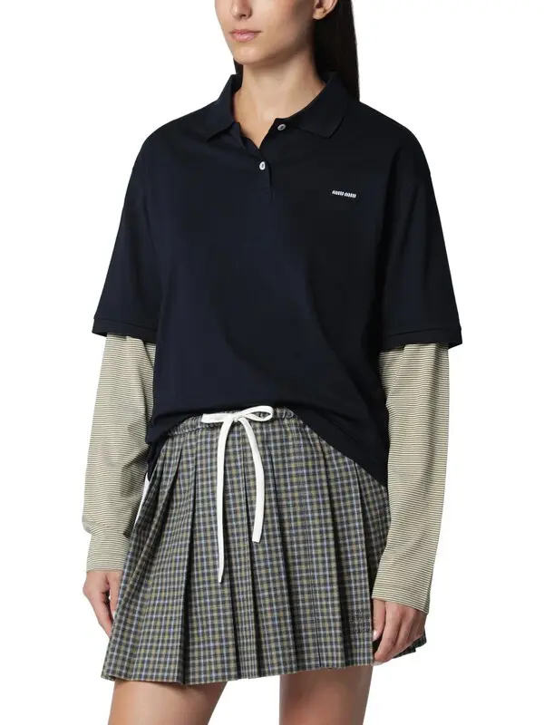 Miu Miu Olive Cotton Jersey Polo Shirt - Blue