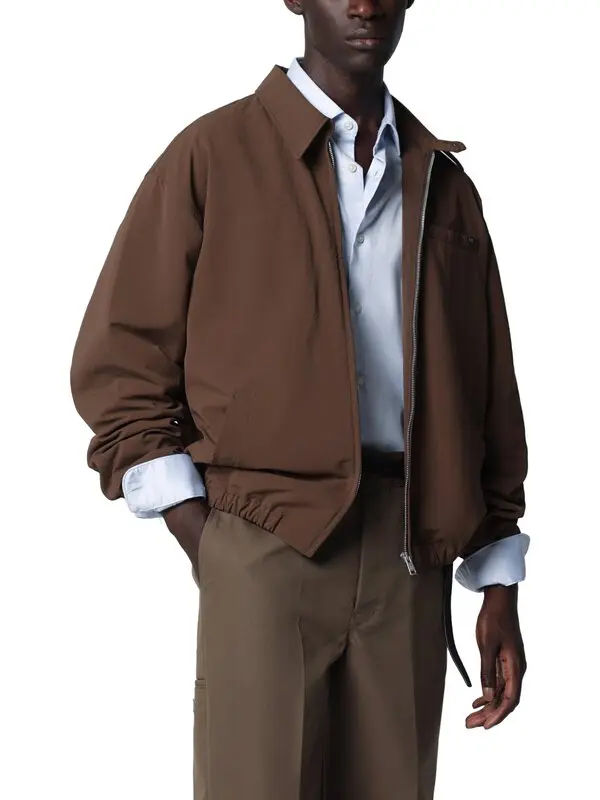 Prada Blouson In Tobacco Technical Fabric - Brown