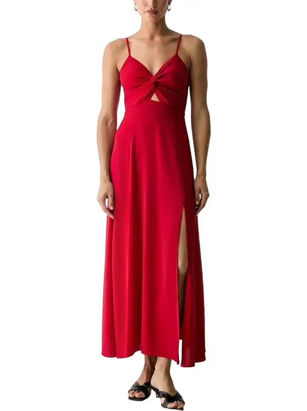 MORGAN Twist-detail Cut-out Midi Dress - Red