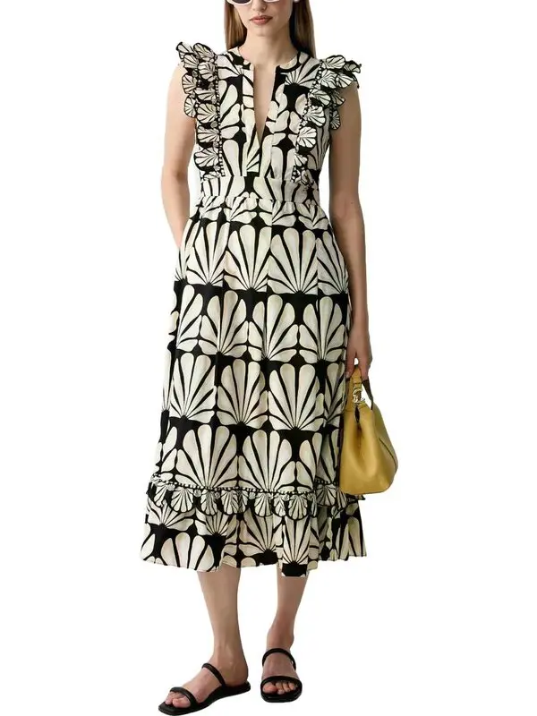 PEDRO DEL HIERRO Ruffled-trim Midi Dress - Black