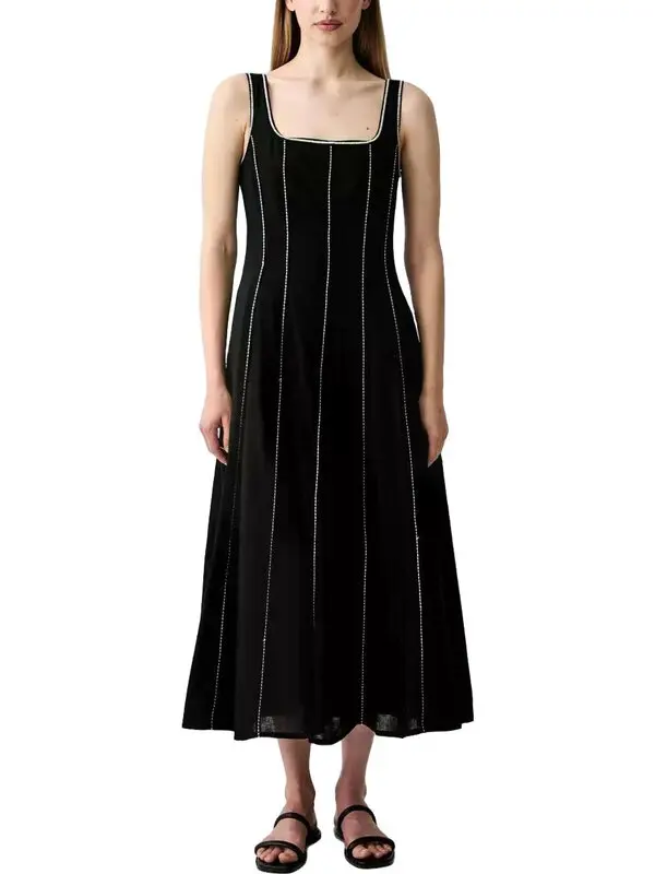 PEDRO DEL HIERRO Contrast-topstitched Square-neck Dress - Black