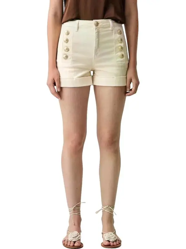 VICOLO Button-embellishment Short - Neutrals
