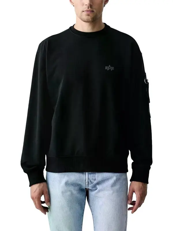 Alpha Industries Logo-embroidered Zip-pocket Sweater - Black