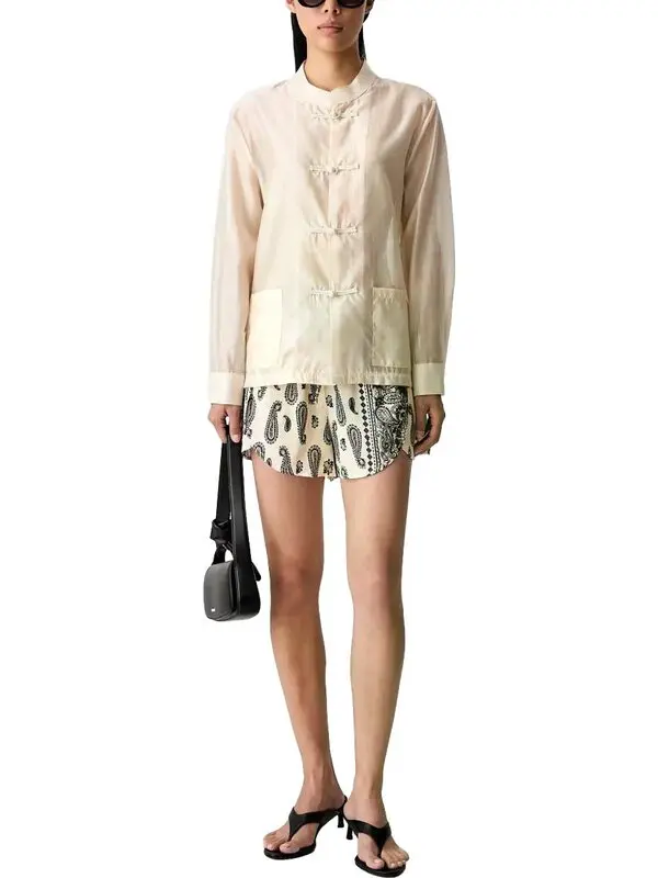 VICOLO Frog-fastening Band-collar Shirt - Neutrals