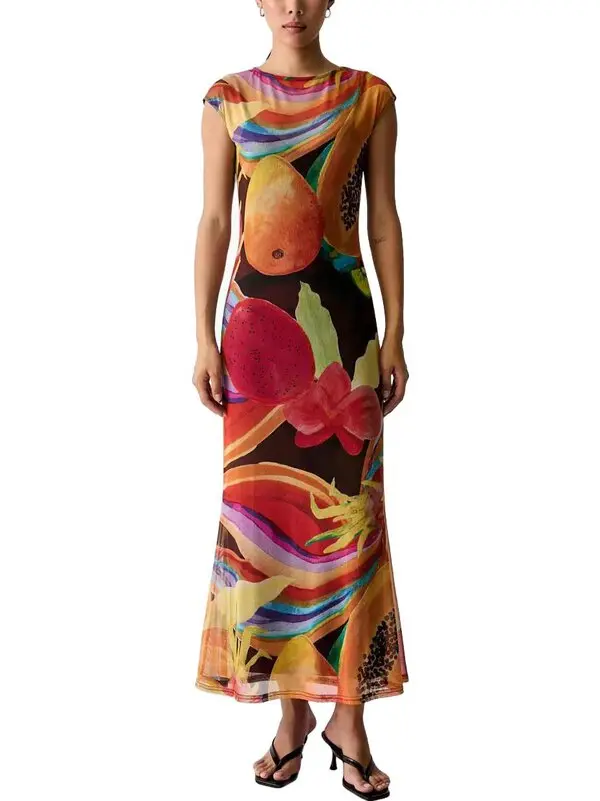 NEVER FULLY DRESSED Fruit-print Mesh Dress - Multicolour